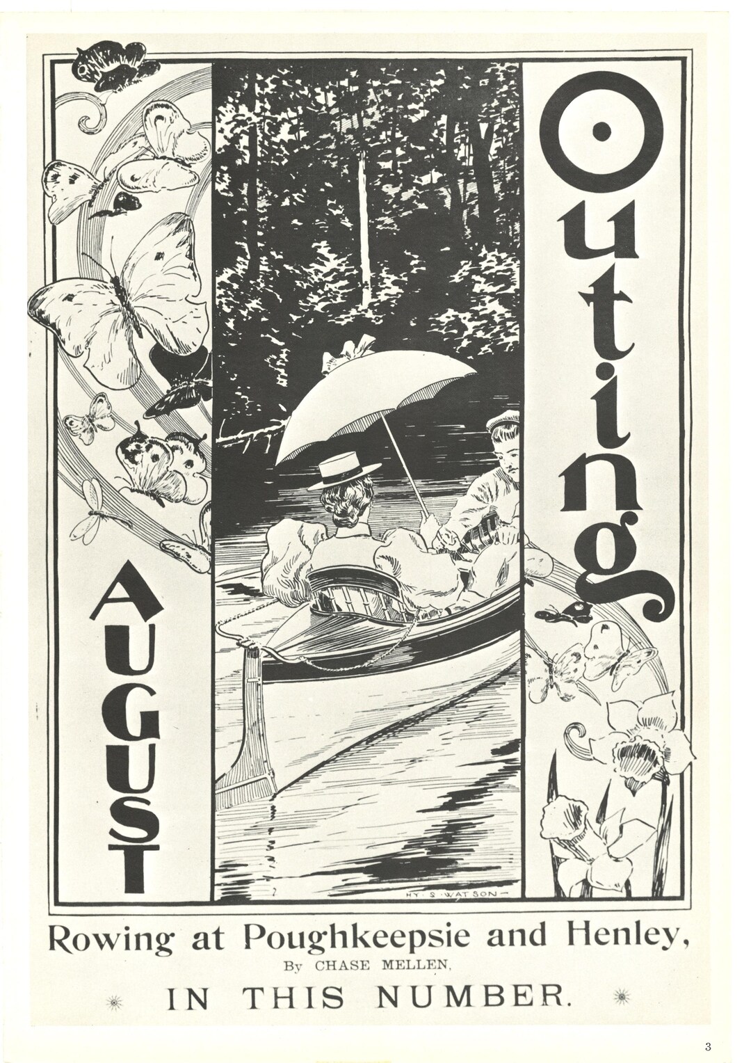 Posters: Vintage "outing" Magazine Poster | Elegant 19th Century Rowing ...