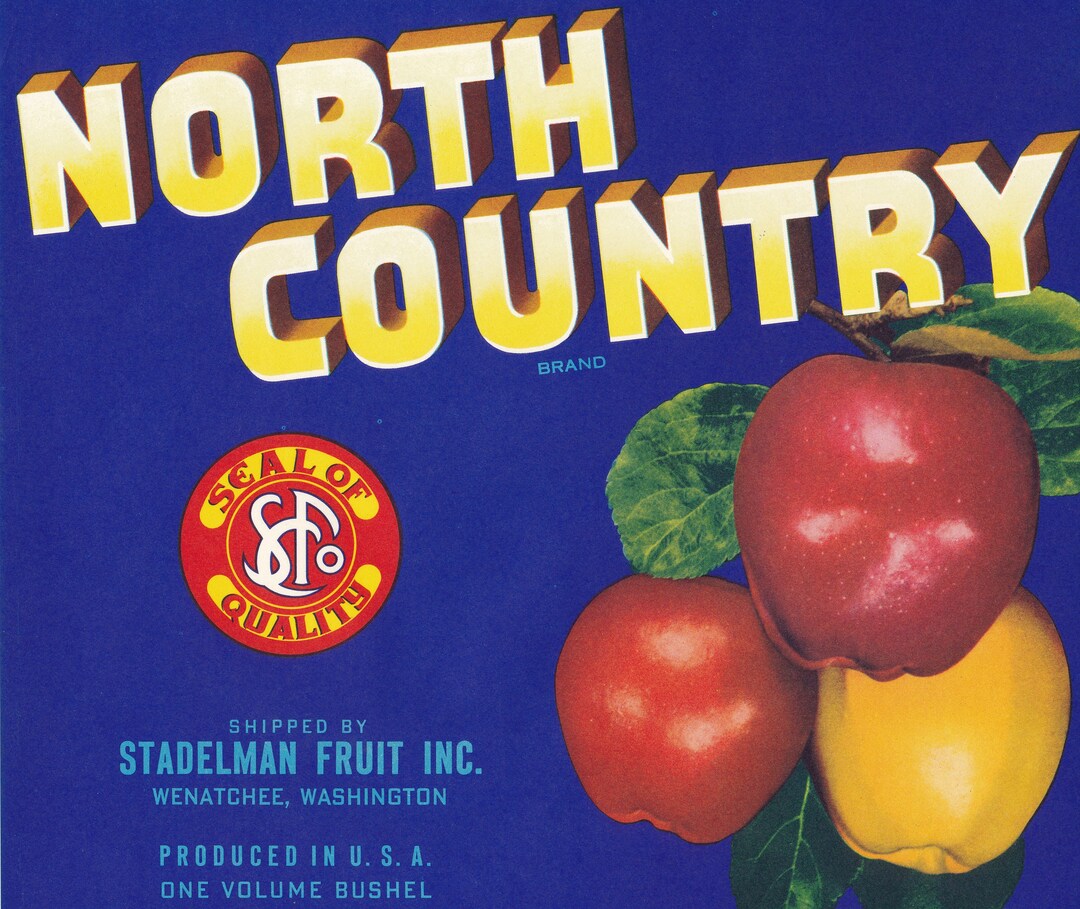 Washington: Antique Fruit Crate Label From North Country Brand ...