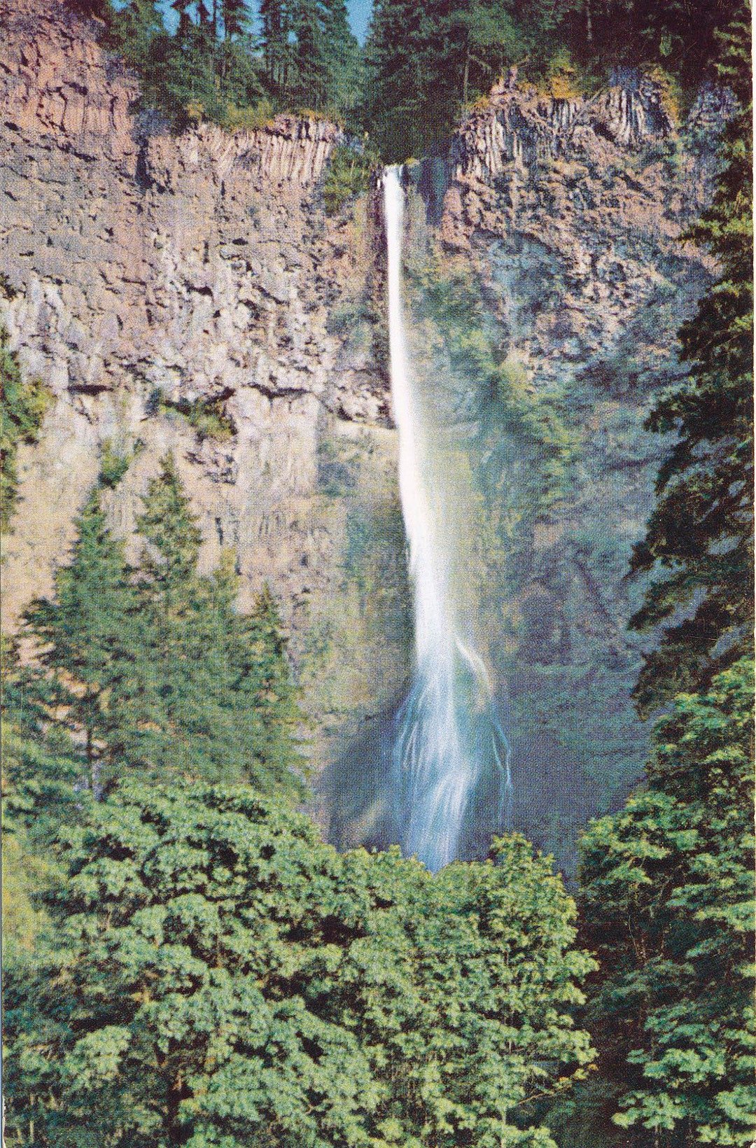 Oregon: Vintage Postcard of Multnomah Falls in the Columbia River Gorge ...