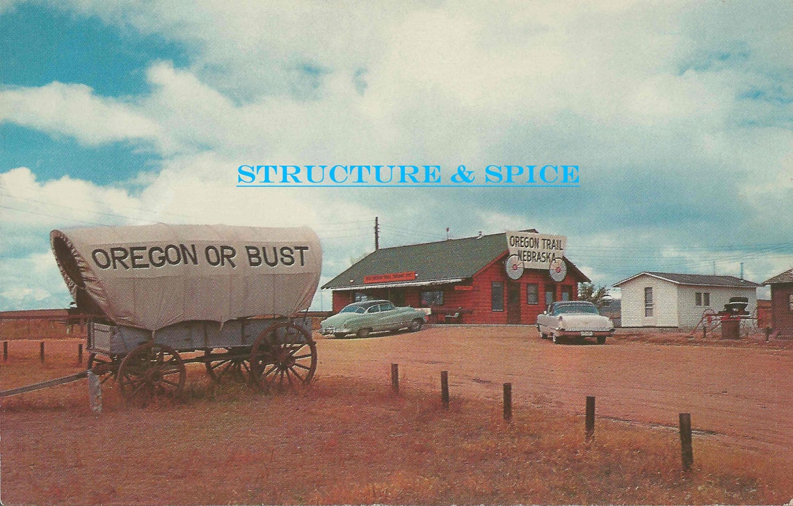 Oregon: Digital Library Vintage Postcard of The Oregon Trail | Etsy