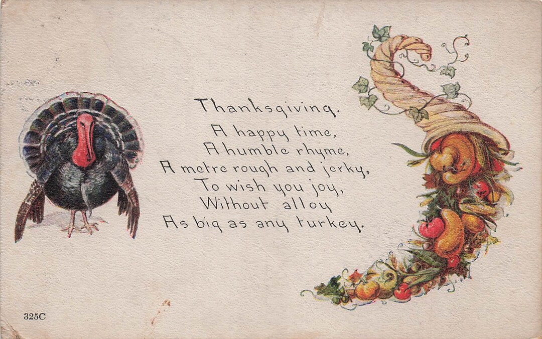 Thanksgiving: Antique Thanksgiving Postcard 1919 Cornucopia and Turkey ...
