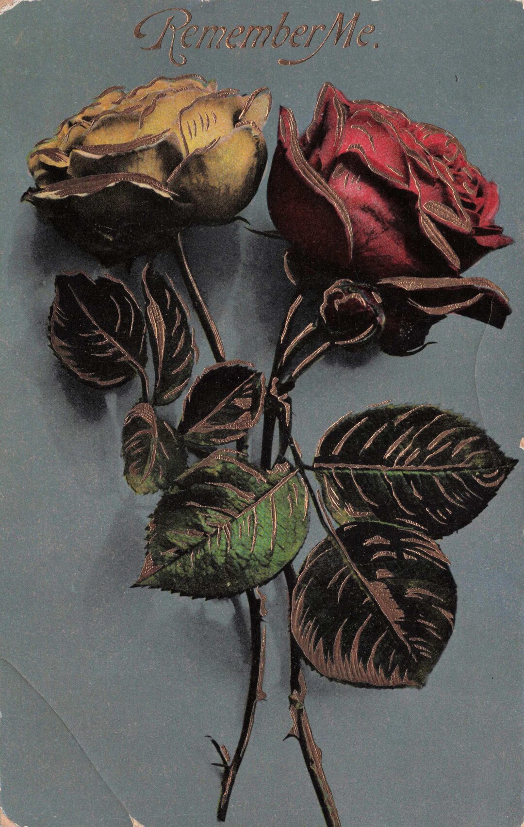 Best Wishes: Antique “remember Me” Rose Postcard – Romantic Floral ...