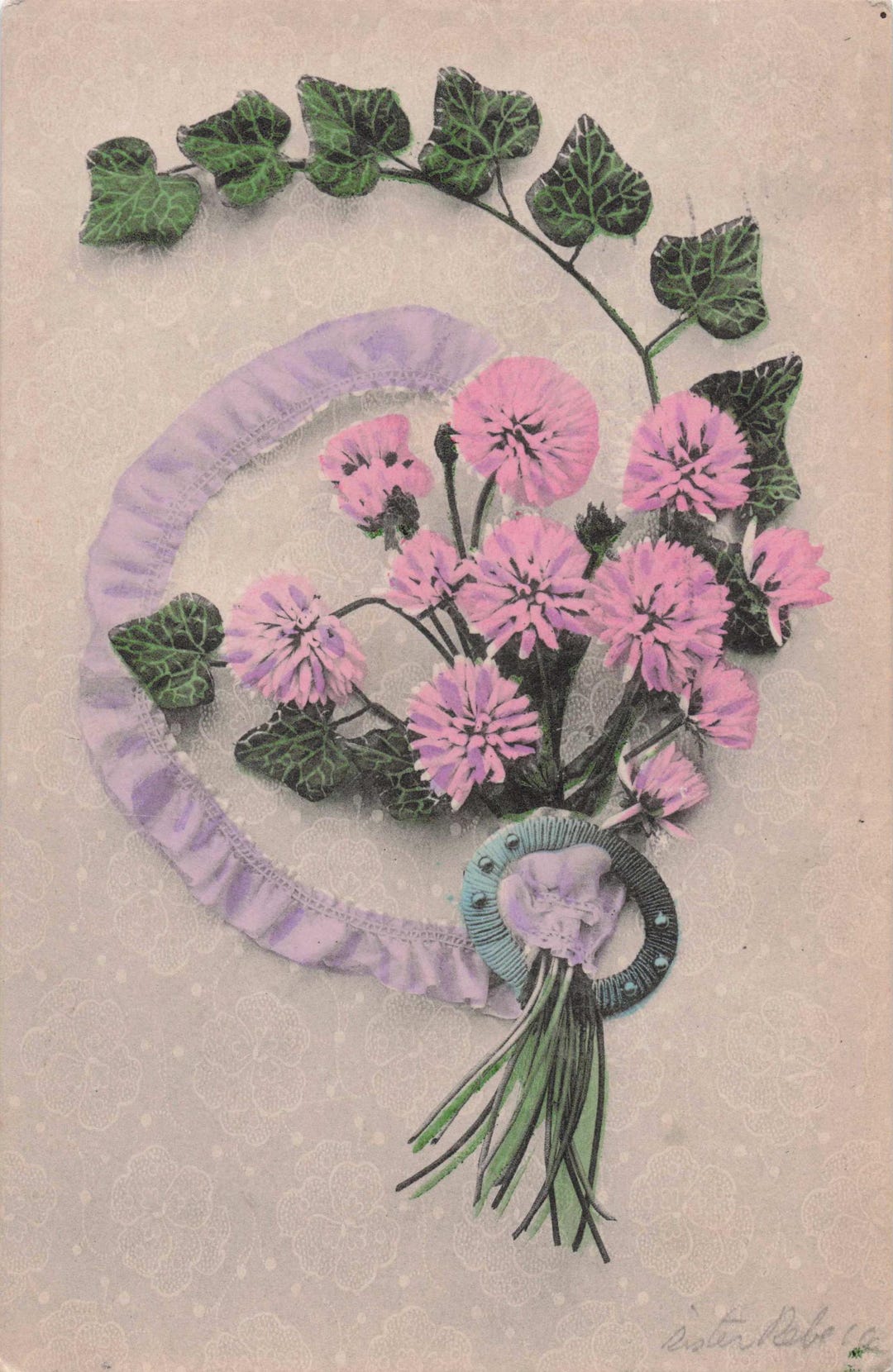 Best Wishes: Antique 1908 "best Wishes" Postcard – Elegant Pink Florals ...