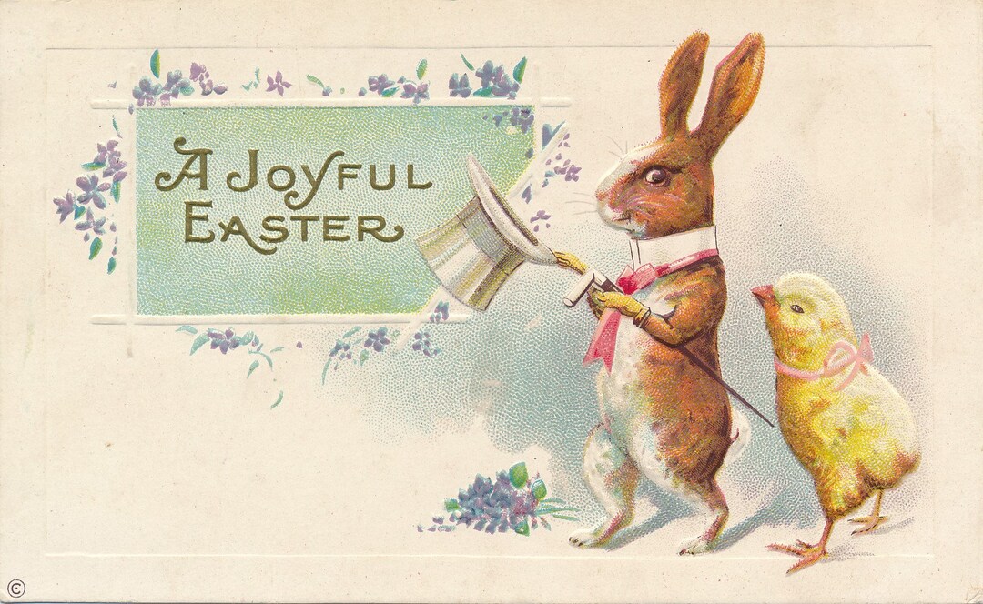Easter: Antique Early 1900's Easter Postcard. Sassy Gentleman Rabbit ...