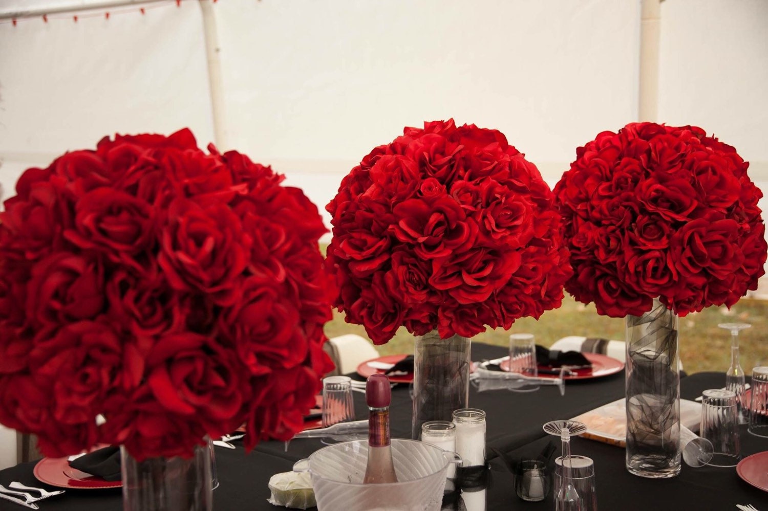 SALE Beautiful Big Red Rose Ball Centerpieces & Alter Stands | Etsy