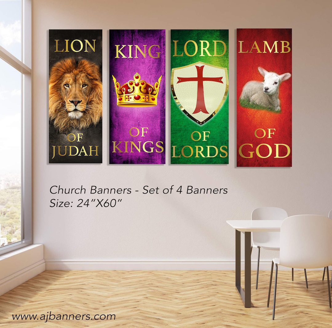 Church Banners: Lion, Lamb, Lord, King - Vinyl Religious Decor - Etsy