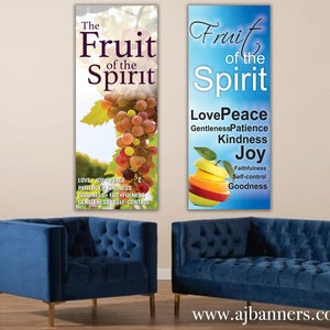 Church Wall Banners, Set of 2 Full Color Banners, Fruit of the Spirit ...