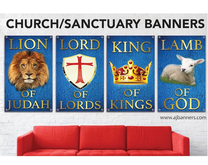 Church Banners - Set of 4 - Christian Catholic Spiritual Decor - Jesus ...