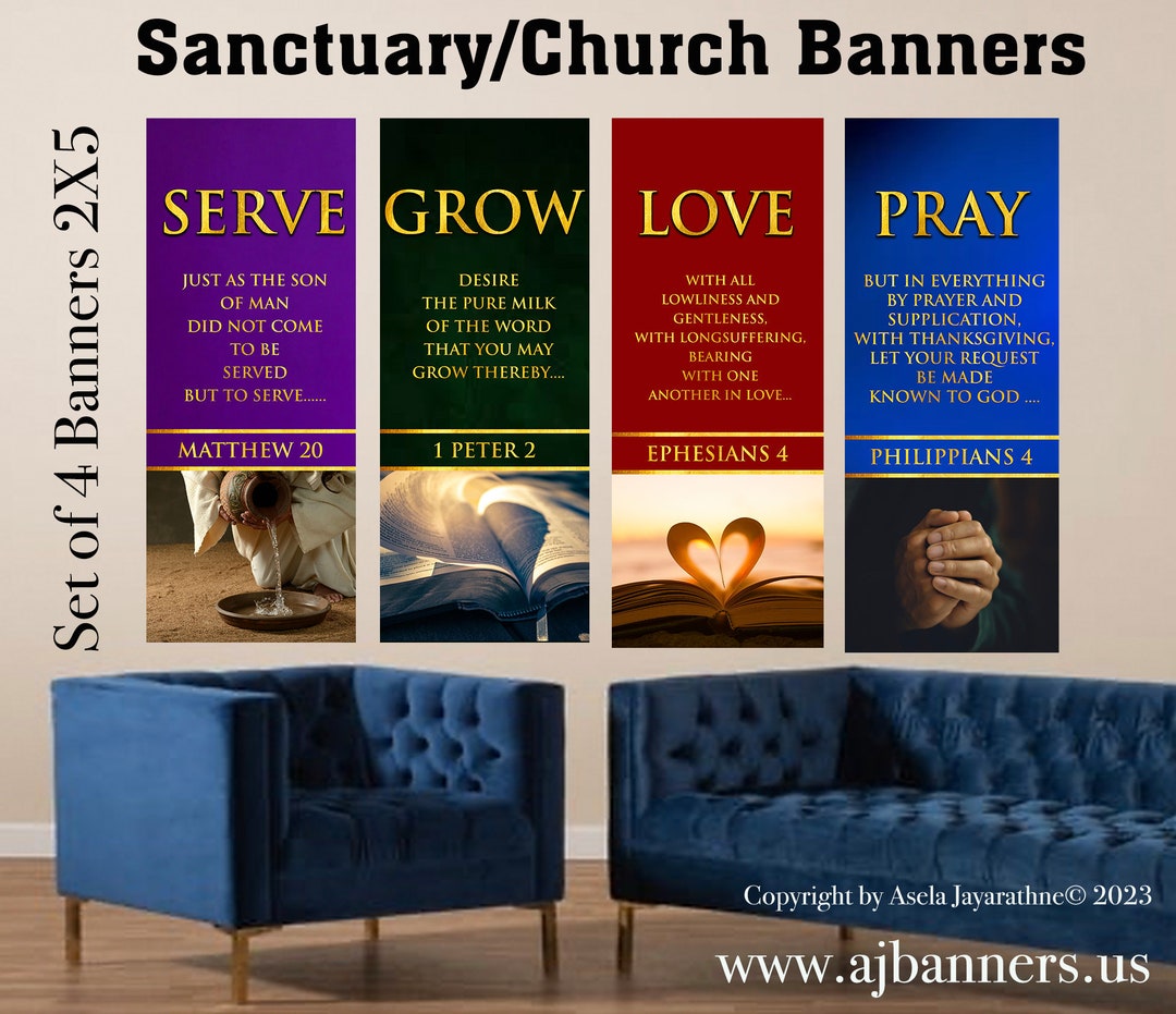 Church/sanctuary Banners - Serve, Grow, Love, Pray - Etsy