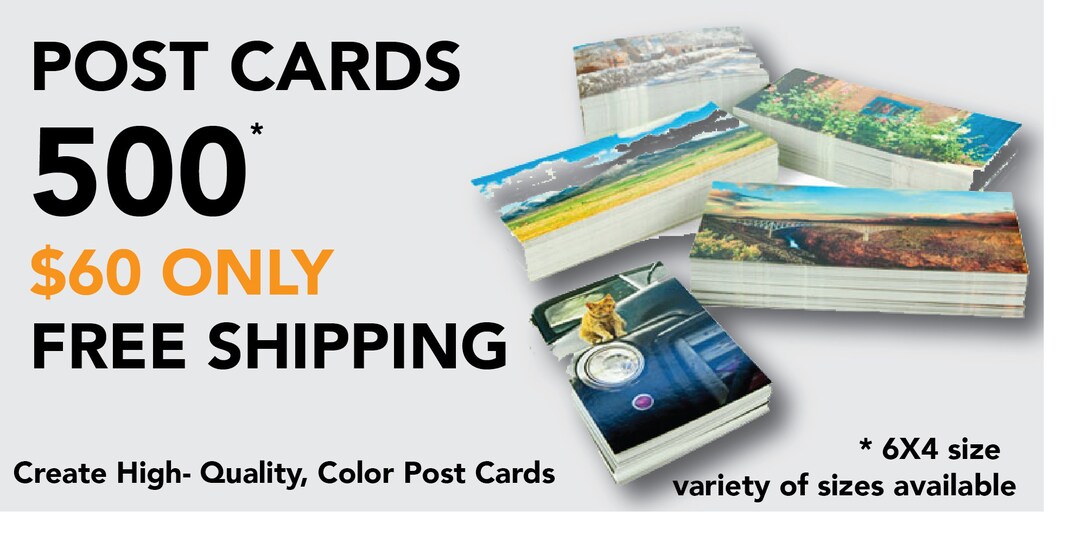 Custom Post Card Printing 500 Full Color Post Cards - Etsy