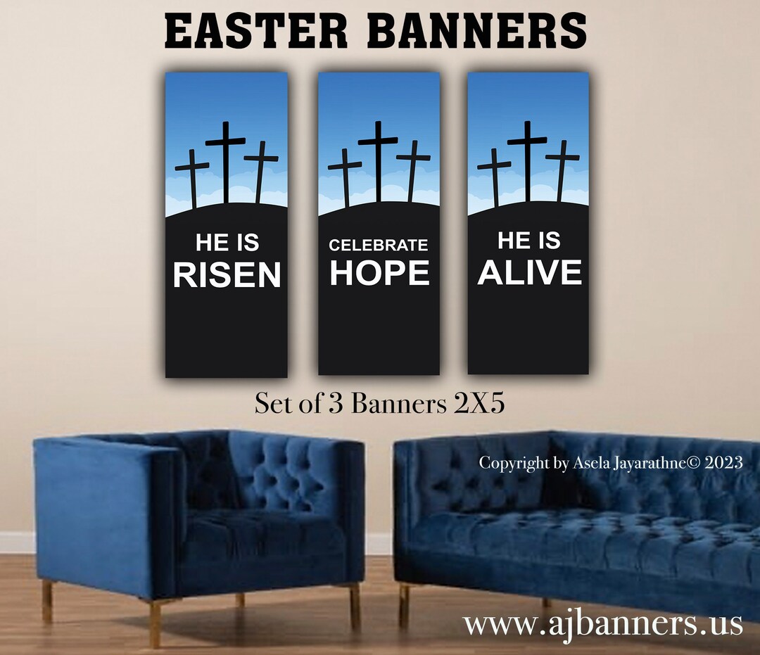 EASTER Scripture/ Sanctuary Banners - Set of 3 Banners, 24"x60" Each ...