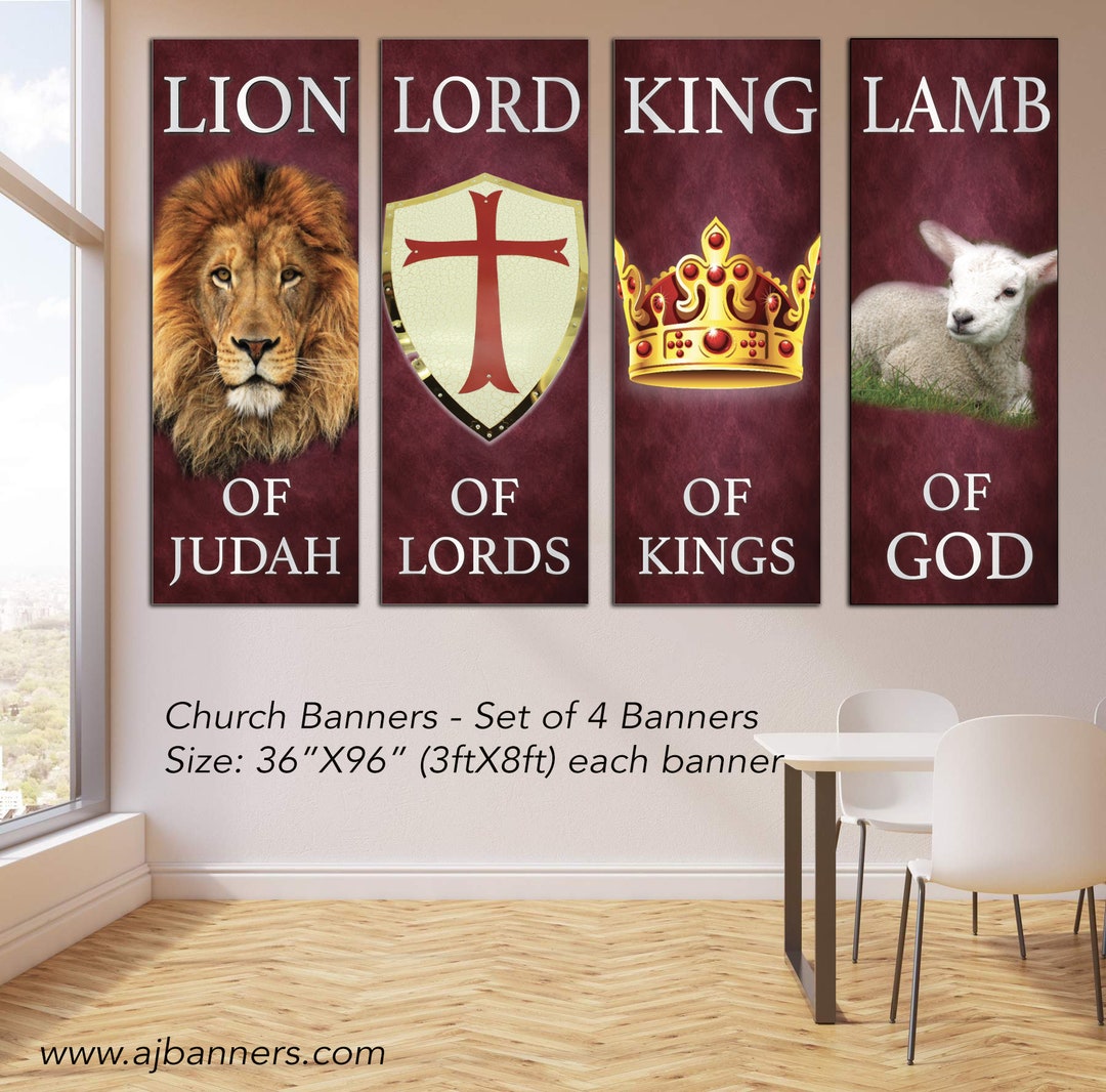 Church/ Sanctuary Banners - Lion of Judah, Lamb of God, Lord of Lords ...