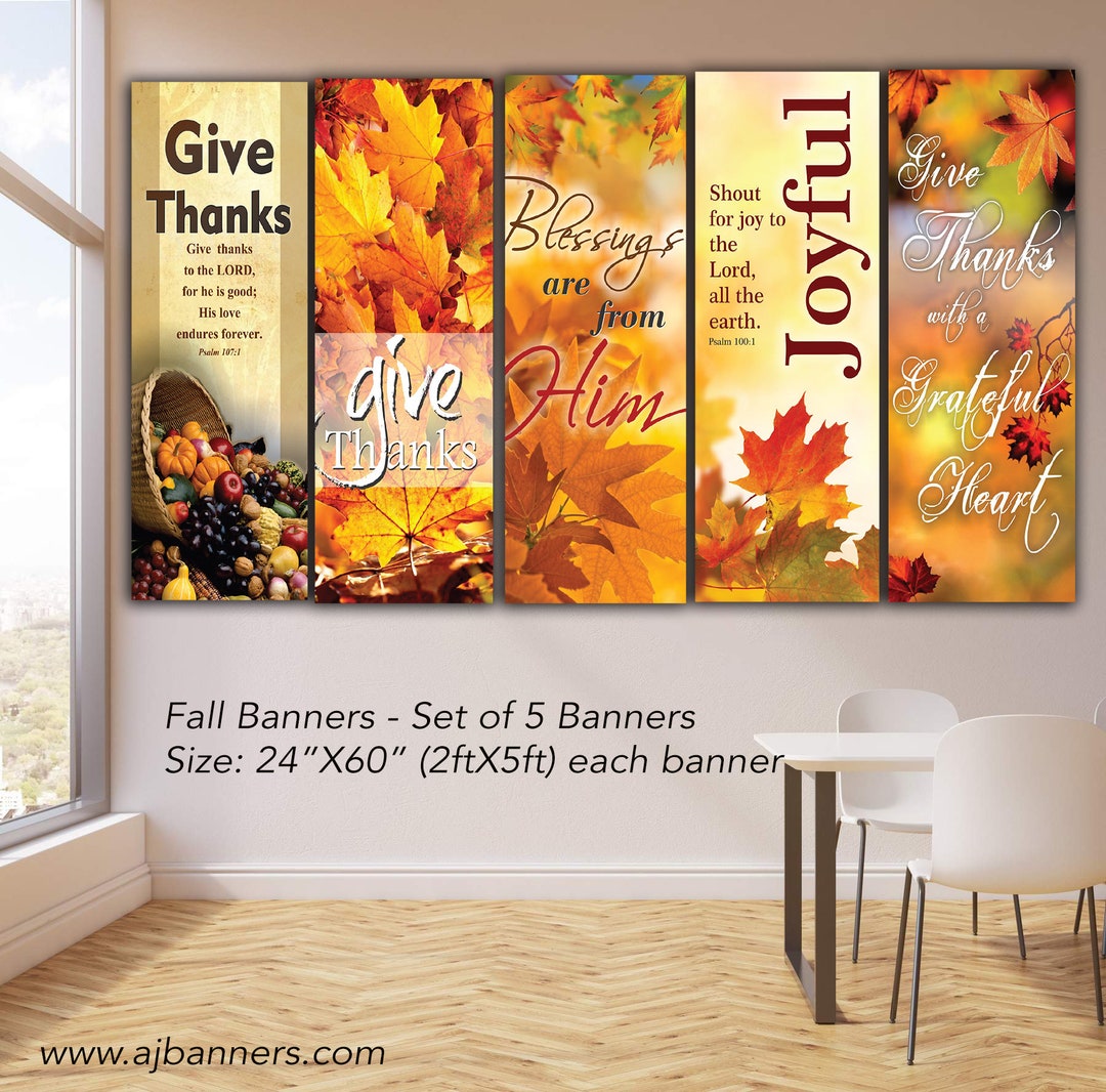Fall Vinyl Banners: Thanksgiving Decor, Set of 5 (24” X 60") - Etsy