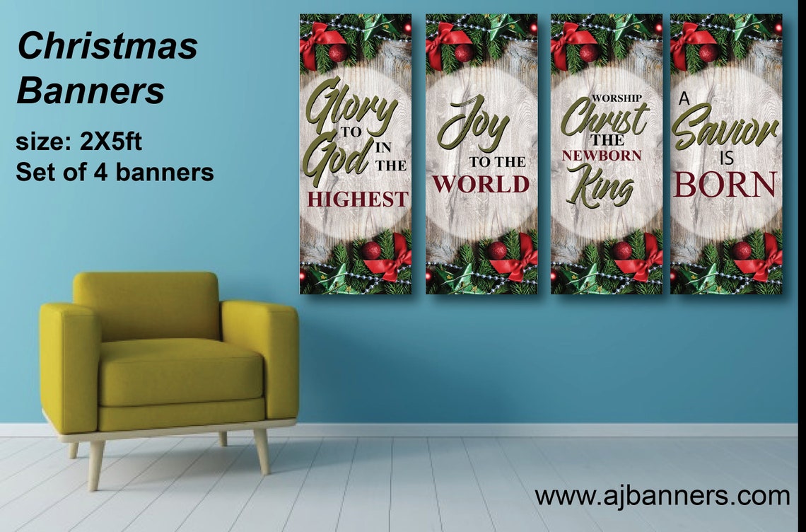 Christmas Banners 4 Banners Set | Etsy