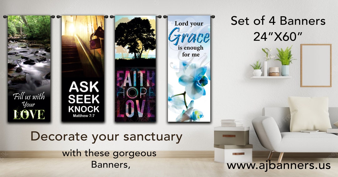 Scripture/ Sanctuary Banners - Set of 4 Banners, 24"x60" Each Banner - Etsy