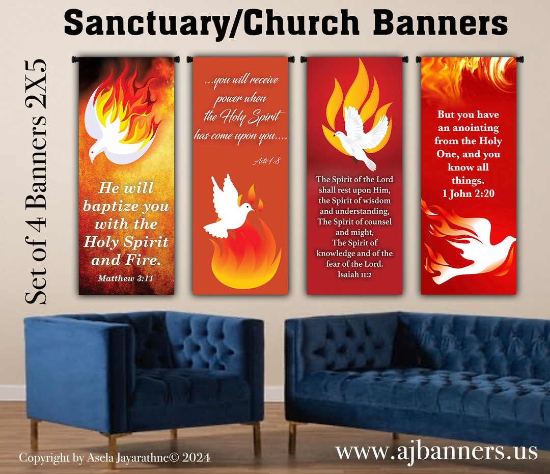 Holy Spirit Church Banners: Vinyl Sanctuary Decor, Set of 4 - Etsy