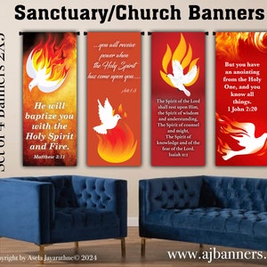 Holy Spirit Church Banners: Vinyl Sanctuary Decor, Set of 4 - Etsy