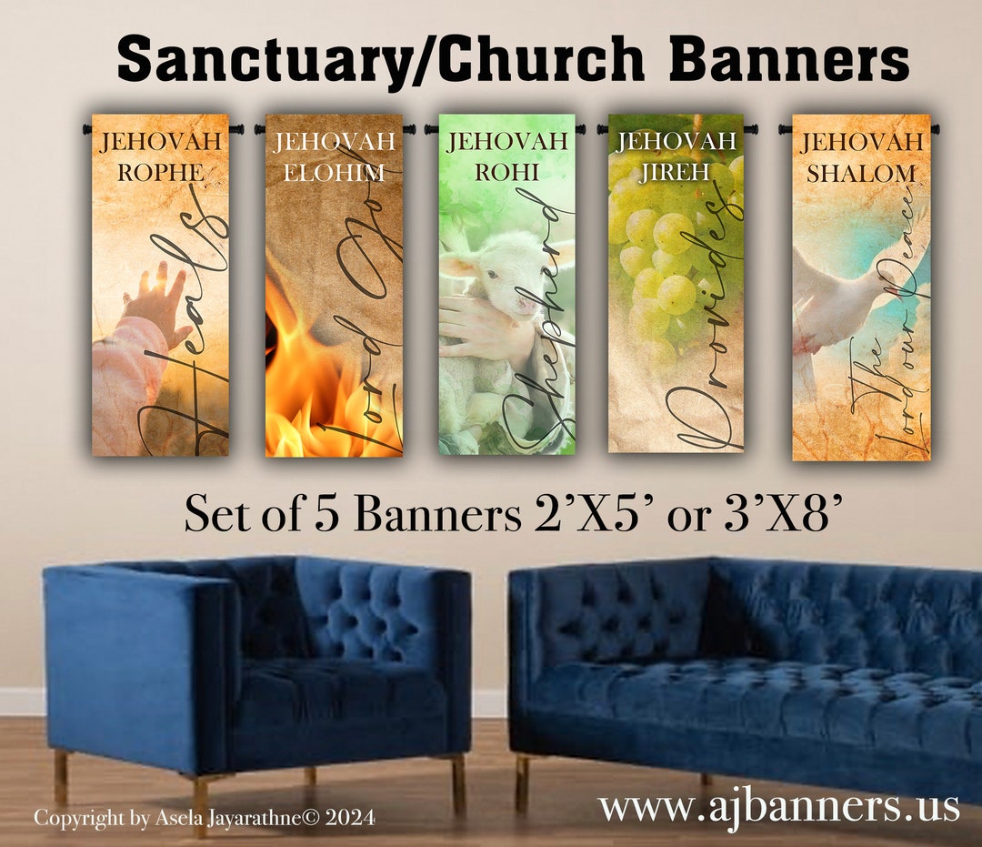 Church/sanctuary Banners - Set of 5 Banners, Names of God - Etsy