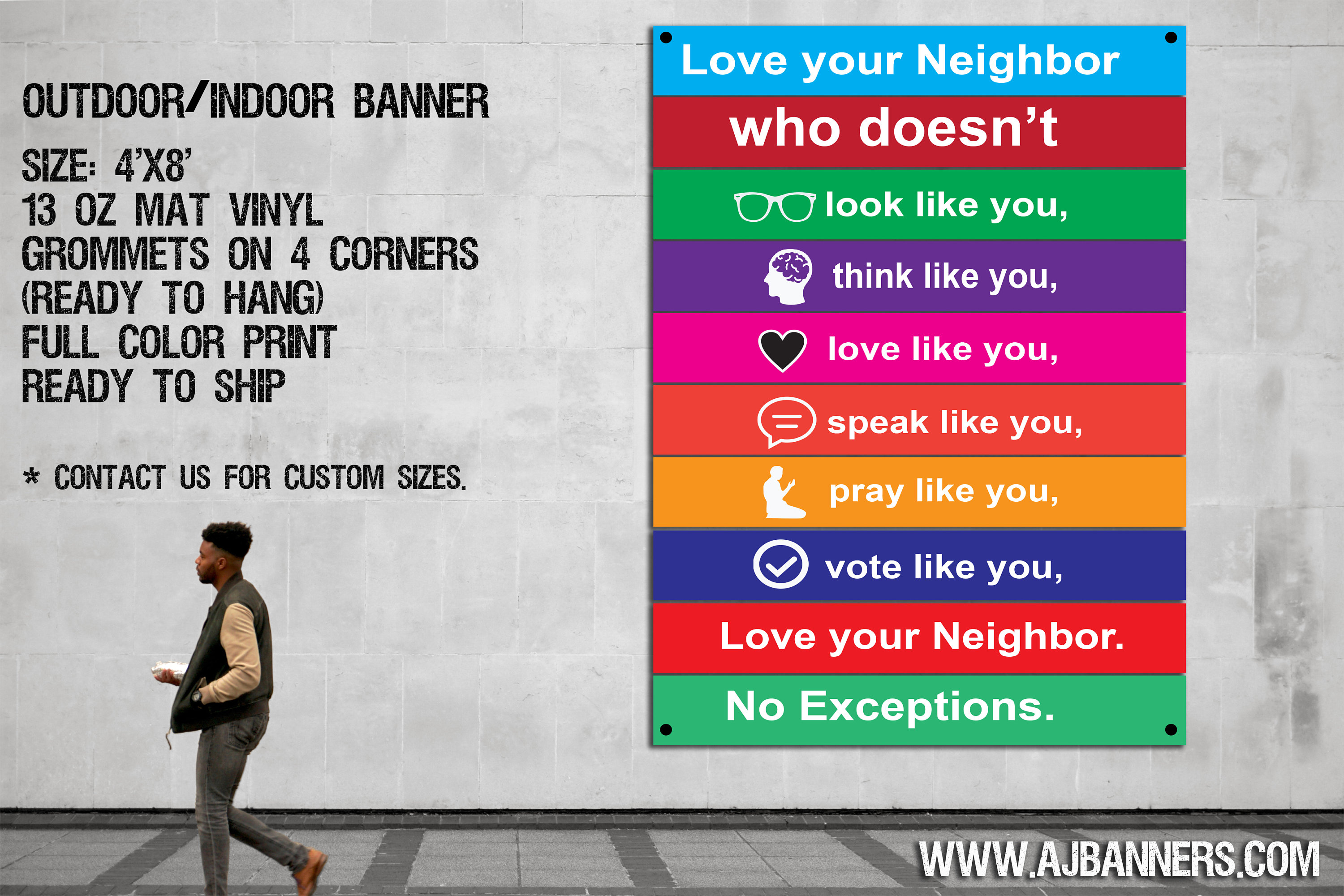 Love Your Neighbor Outdoor/indoor Banner, Vinyl Banner, Full Color ...