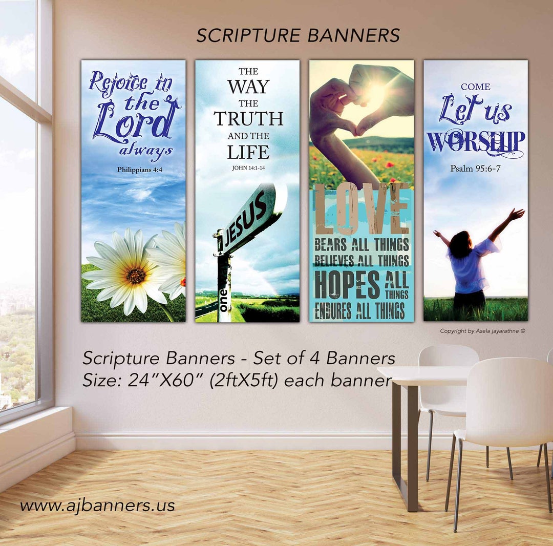 Scripture/ Sanctuary Banners - Set of 4 Banners, 24"x60" Each Banner - Etsy