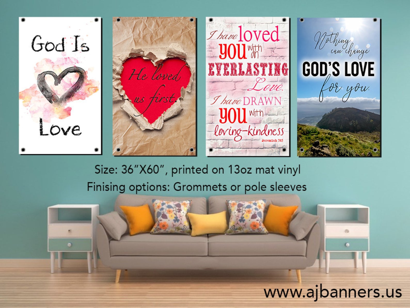 God's Love Vinyl Banner: Church Sanctuary Decor (36"x60") - Etsy