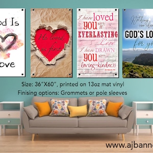 God's Love Vinyl Banner: Church Sanctuary Decor (36"x60") - Etsy