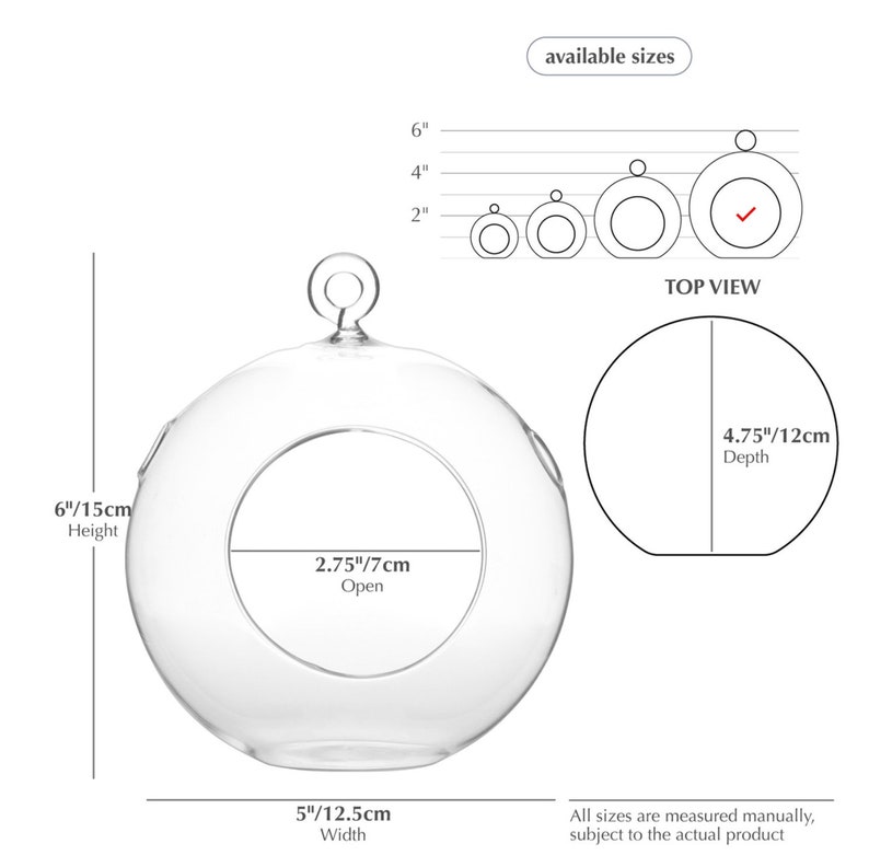 GLASS ONLY: 6" Round Glass Terrarium - Glass Orb Terrarium, Gift ...