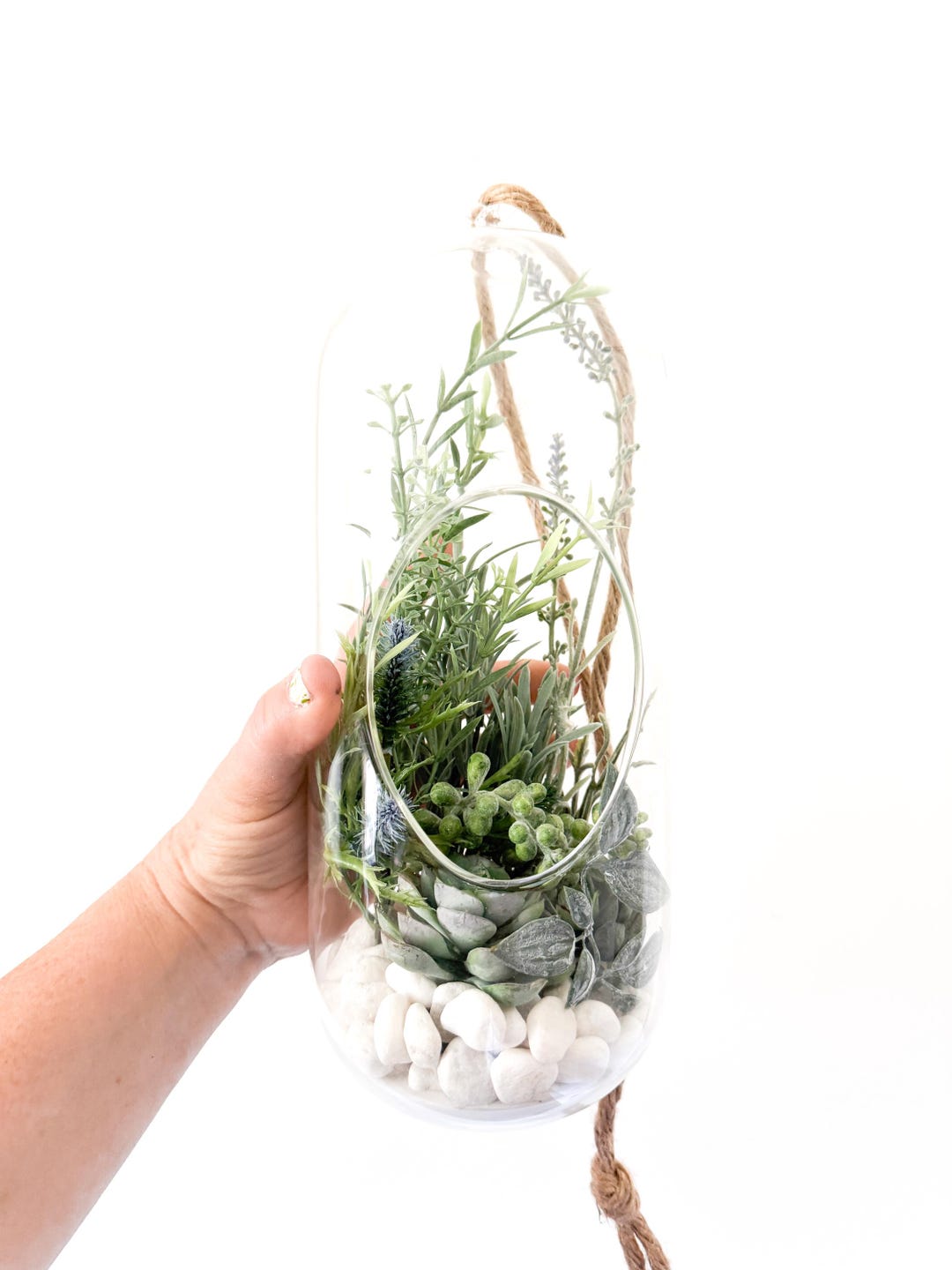 GLASS ONLY: Cylinder Hanging Terrarium 12 Inch Glass Succulent Planter ...