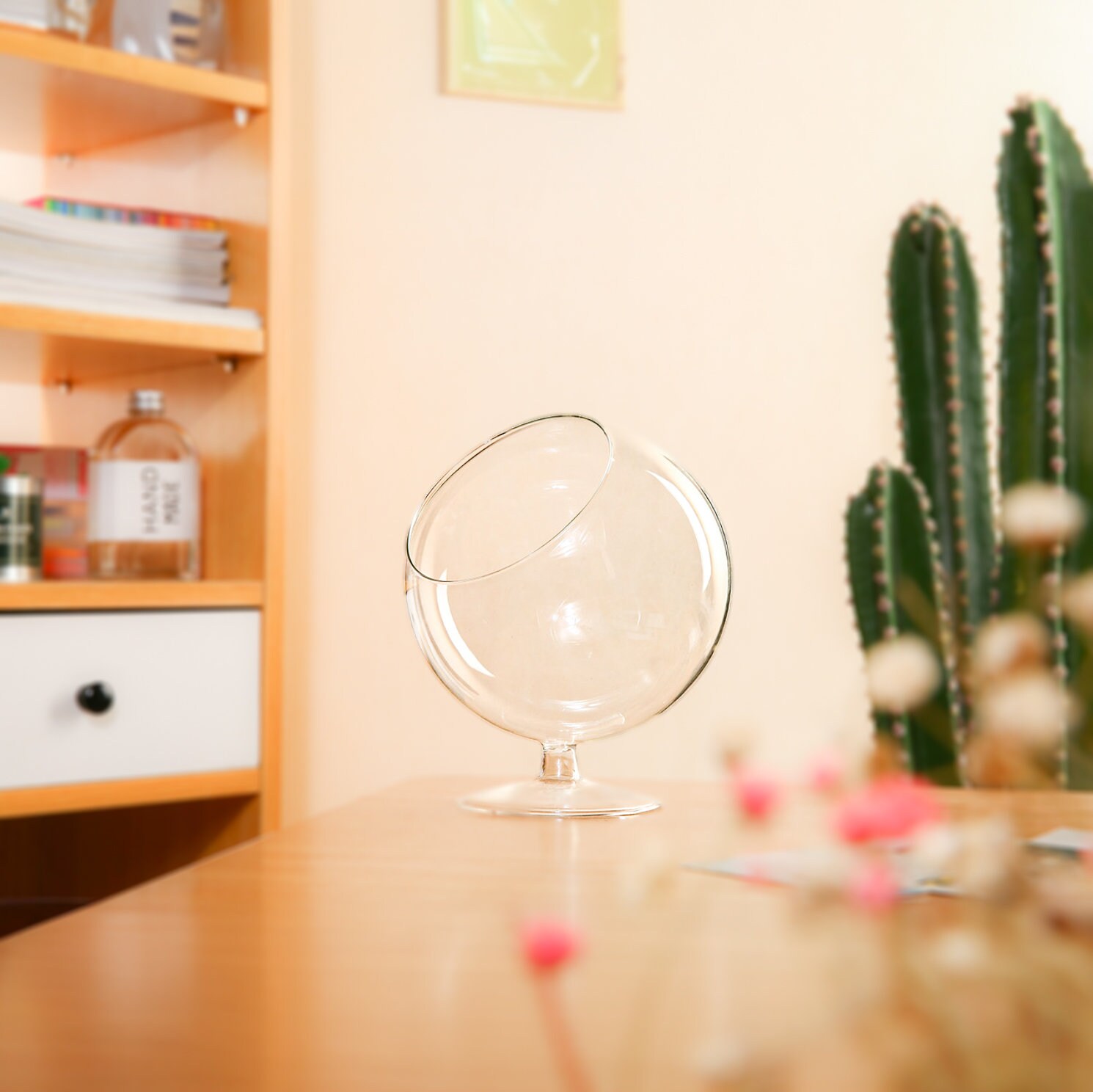Slant Bowl Glass Terrarium, Succulent Terrarium, Office Desk Decor ...
