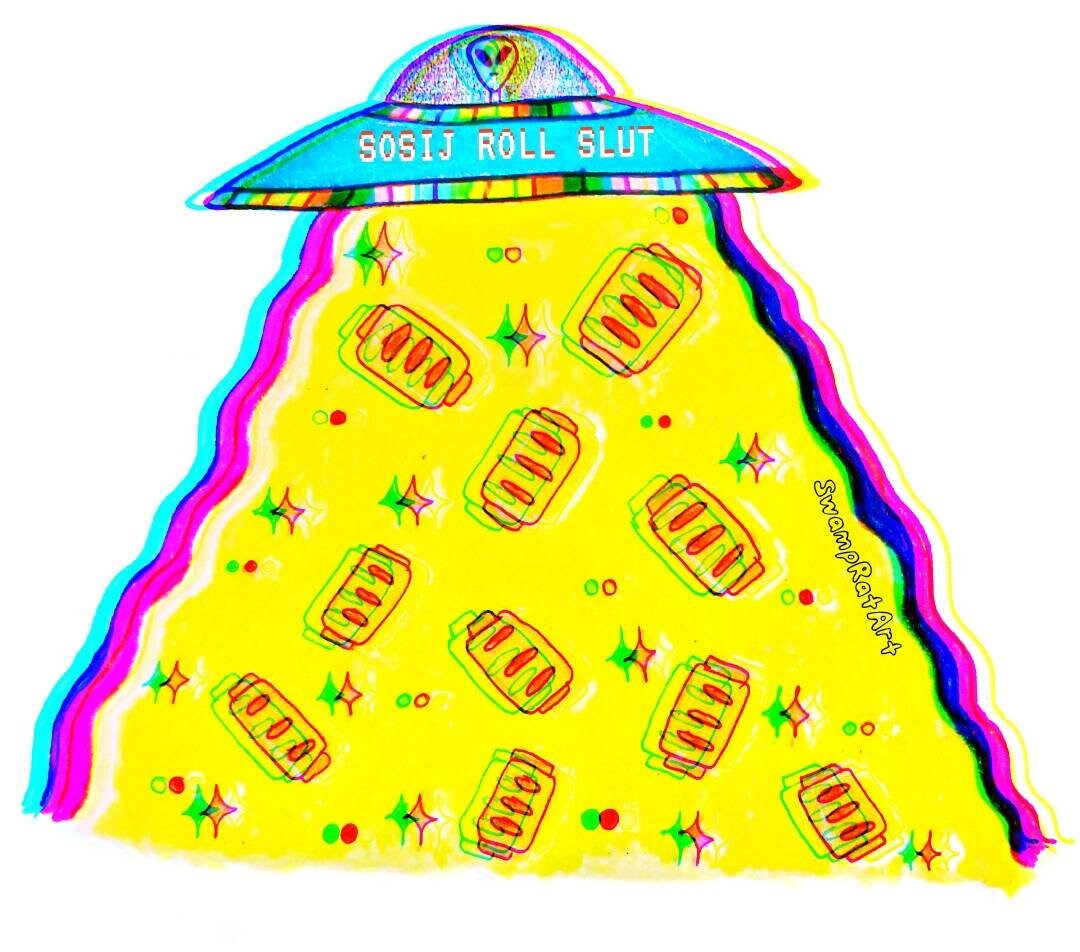 Trippy Alien Sausage Roll Art Print Funny UFO Giclee Print - Etsy UK