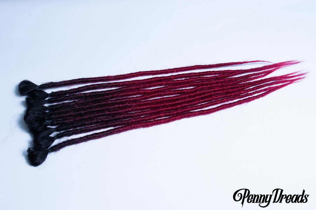 New Ombré Black/crimson Red Synthetic Faux Locs Crochet Extensions ...