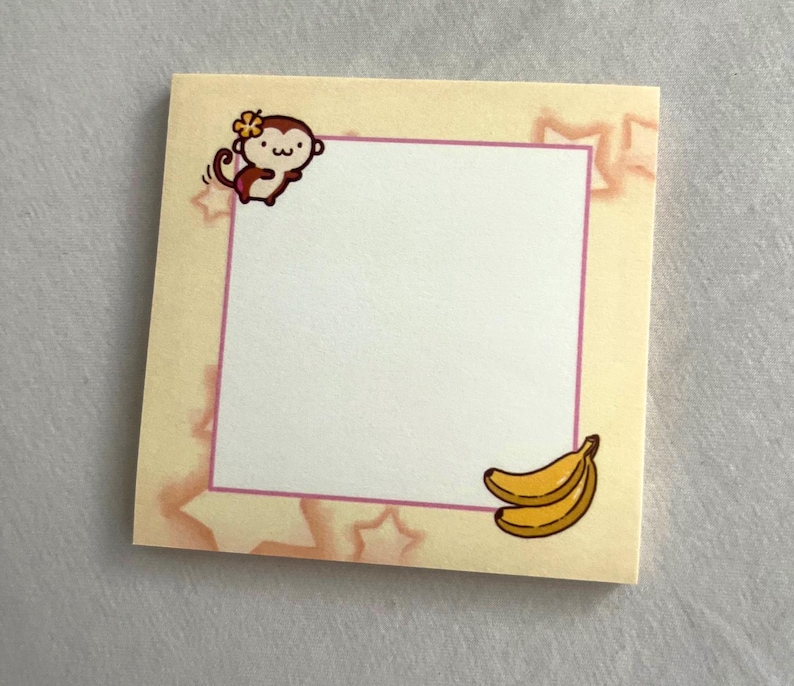 Monkey Coconut Sticky Notes Post It Notes Monke Tropical Banana Yellow ...