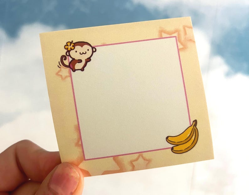 Monkey Coconut Sticky Notes Post It Notes Monke Tropical Banana Yellow ...