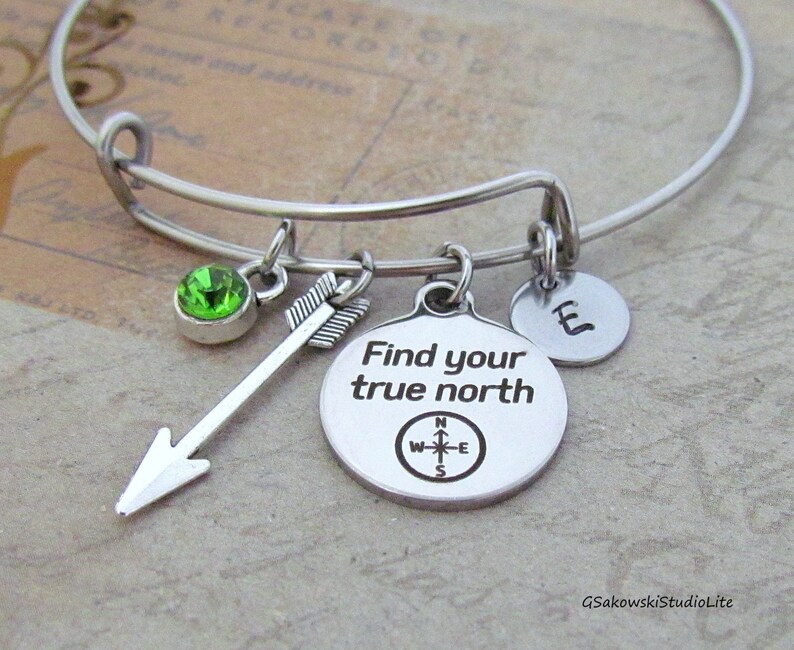 Find Your True North Compass Arrow Charm Personalized Hand | Etsy