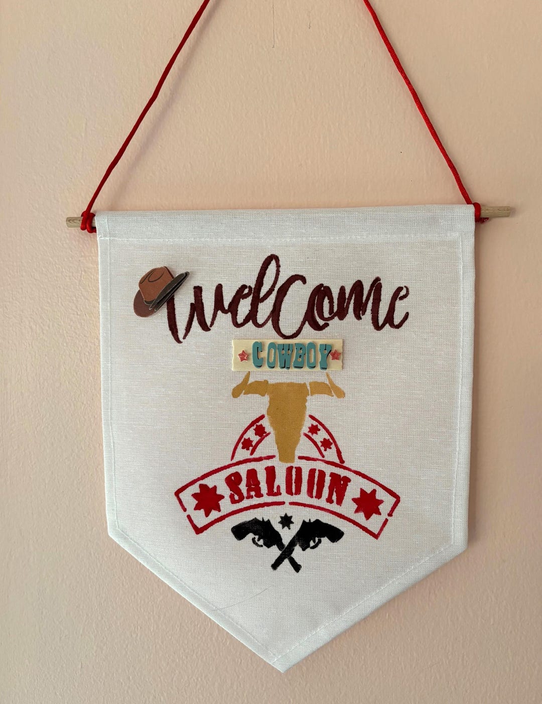 Welcome "cowboy" Saloon Canvas Flag/banner Hand Painted - Etsy