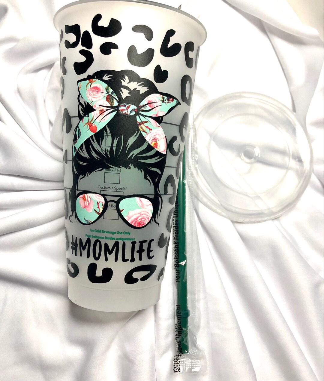 Floral Messy Bun Mom Life Starbucks Venti Cold Cup - Etsy