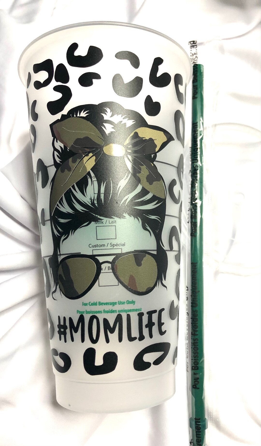 Army Mom Life Starbucks Cup- Messy Bun Cup- Mom Life Starbucks Cold Cup ...