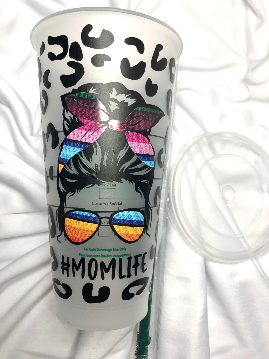 Sarape Messy Bun Starbucks Venti Cup – Cheetah Print Mom Life - Etsy