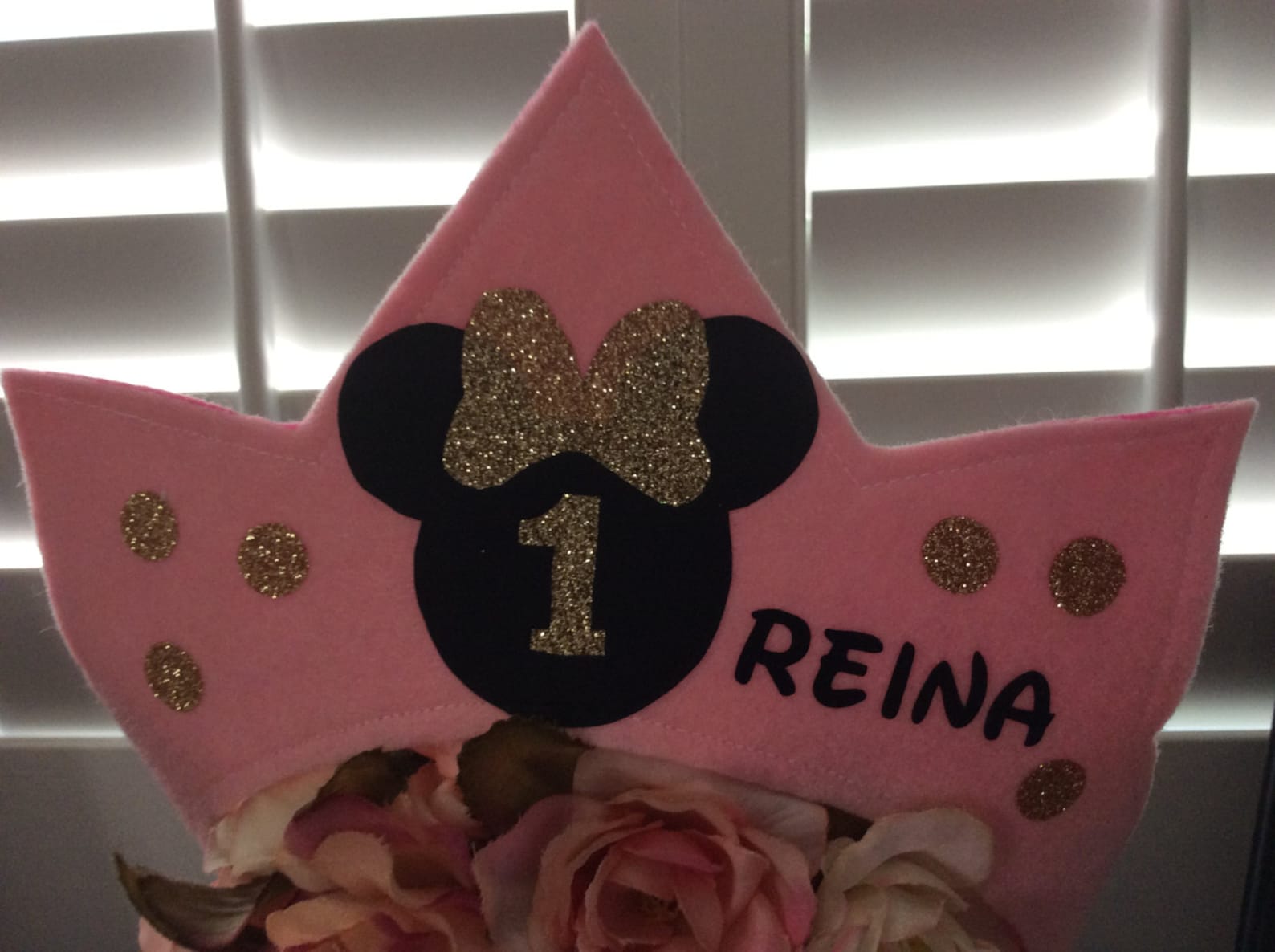 Minnie Mouse Inpiration Crown Pink and Gold Crown Photo - Etsy
