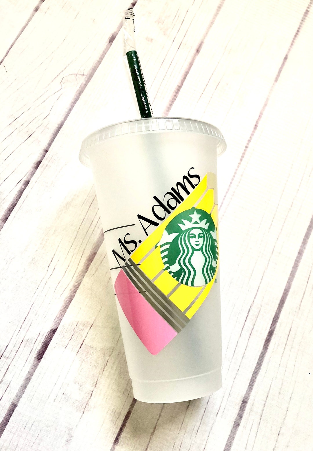 Teacher Starbucks With Pencil-cold Cup Teacher Gift-starbucks Reusable ...