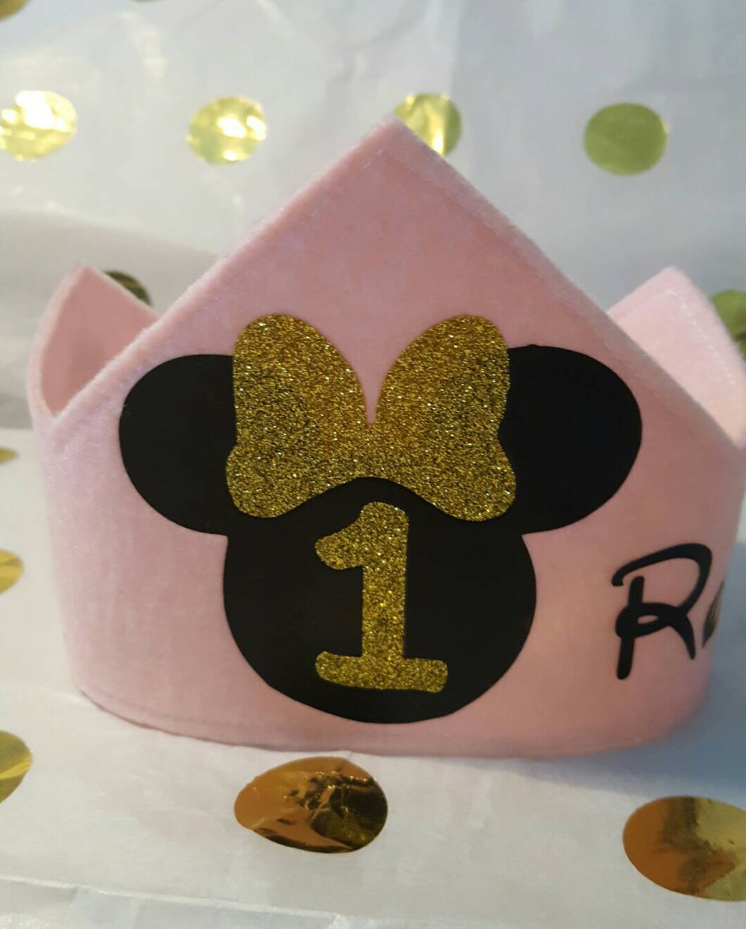 Minnie Mouse Inpiration Crown - Pink and Gold Crown - Photo Prop - Cake ...