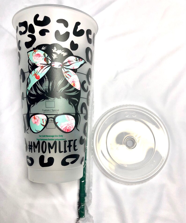 Floral Messy Bun Mom Life Starbucks Venti Cold Cup - Etsy