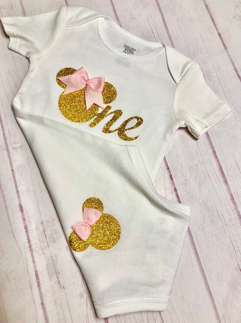 Gold and Pink Minnie Mouse One Birthday TWO - Etsy