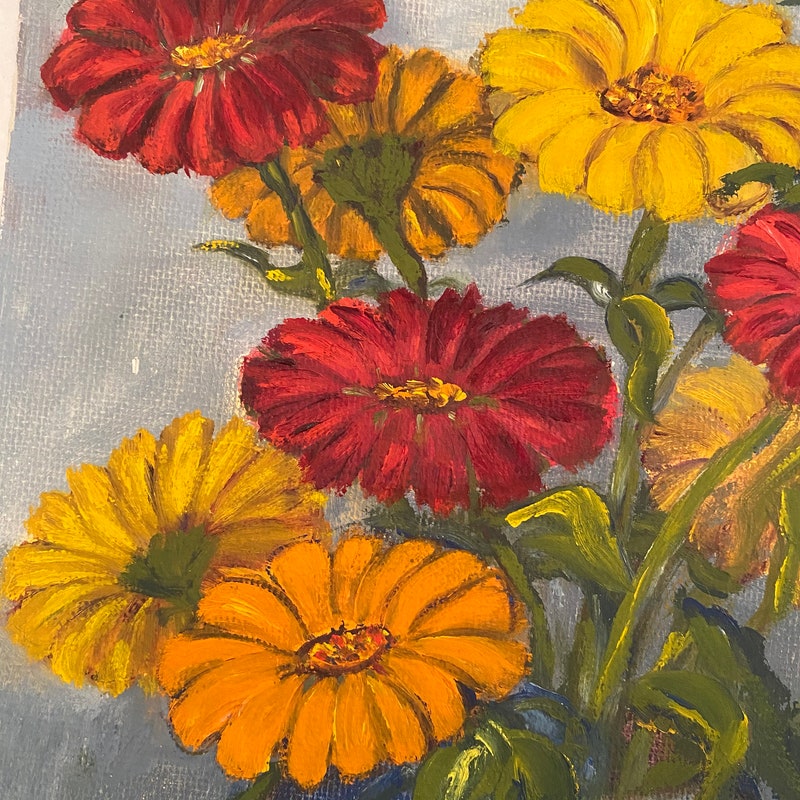 Zinnia Painting - Etsy