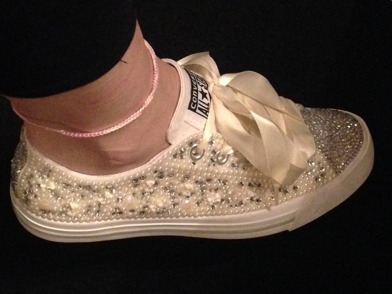 Crystallised and Pearled Converse/canvas - Etsy