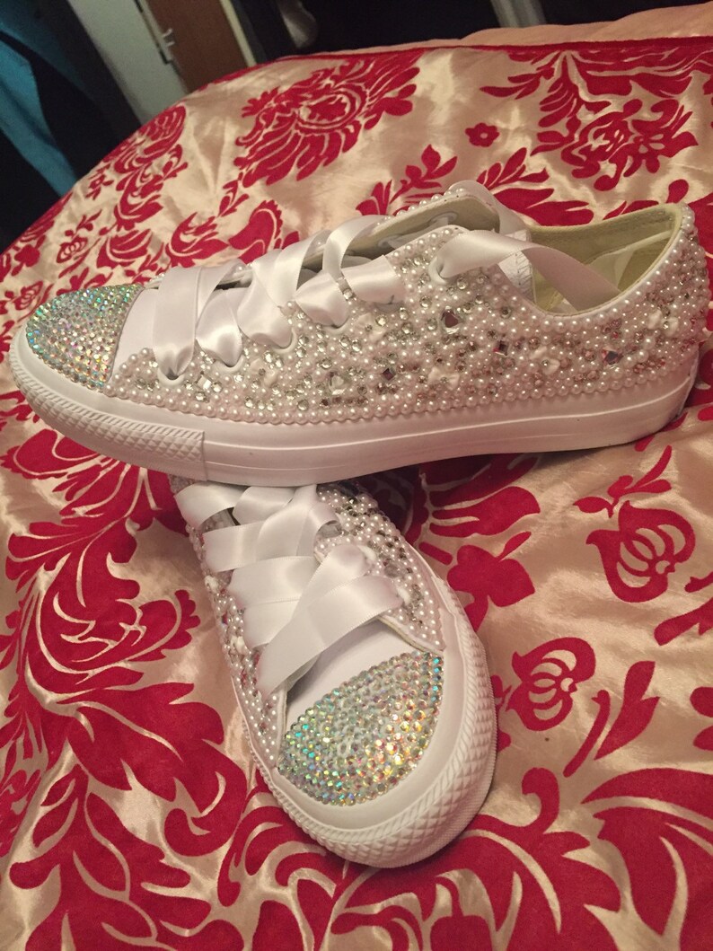 Crystallised and Pearled Converse/canvas - Etsy
