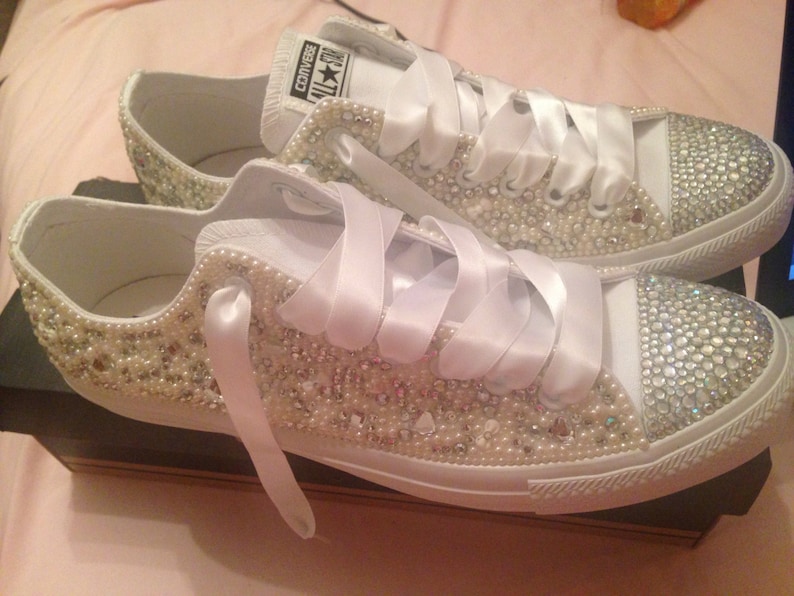 Crystallised and Pearled Converse/canvas - Etsy