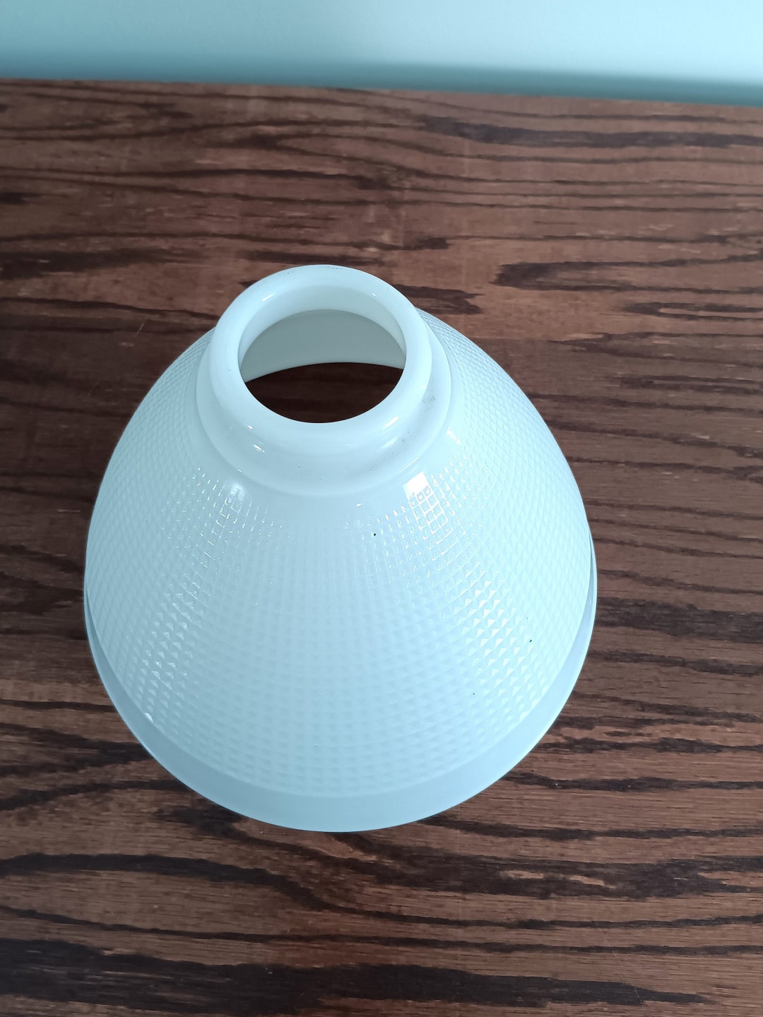 Lamp Shade Diffuser Waffle Pattern White Milk Glass Torchiere Lamp ...
