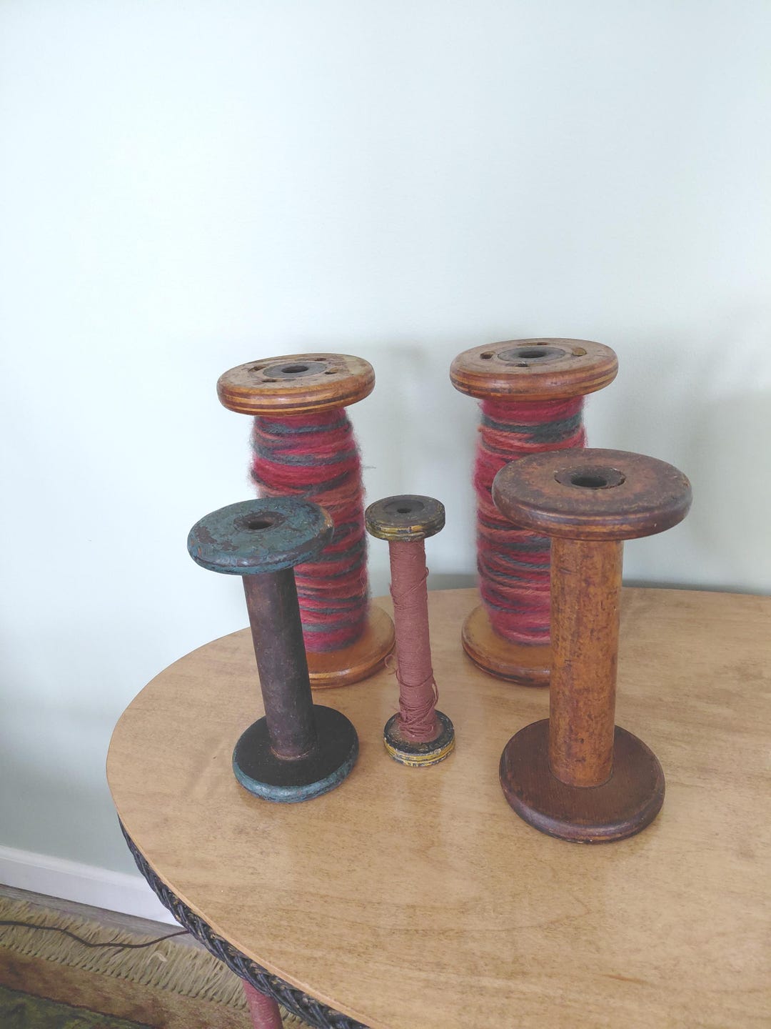 5 Vintage Wood Spools Industrial Sewing Bobbins Spindles - Etsy