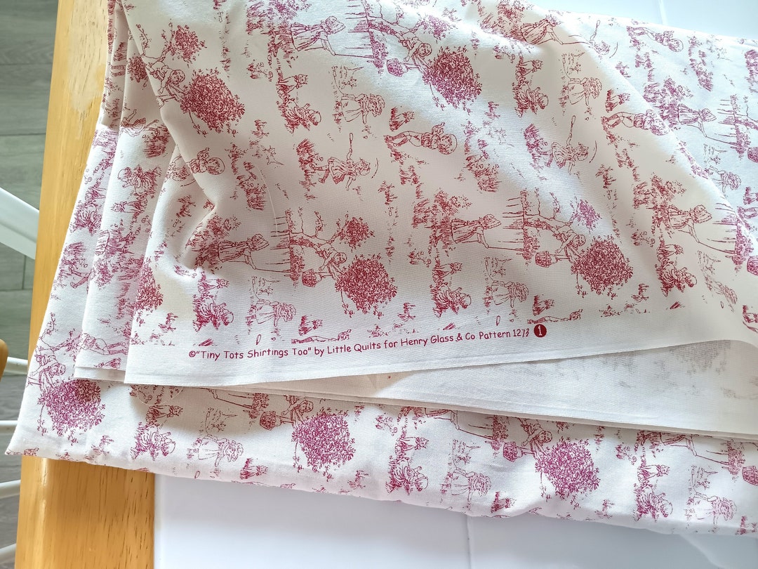 Vtg Fabric Material Tiny Tots Red Toile Henry Glass & Co. 3 Yds - Etsy